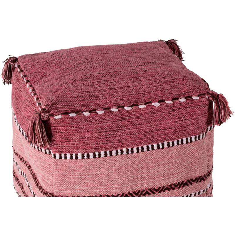 Geometric Ansley Square 18-inch Cotton/Chenille Cotton Pouf - Overstock ...