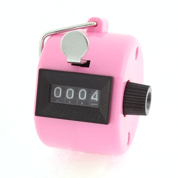 Protable Resettable 4 Digit Numbers Hand Tally Counter 45mm Dia Pink ...