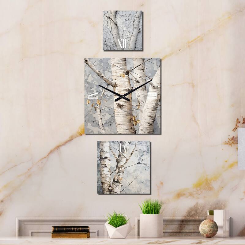 Designart "Grey Minimalism Sycamores Tree Shade " Trees Oversized ...