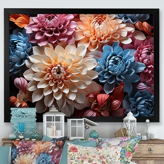 Designart "Mums Burst With Bold And Vibrant Colors" Mums Framed Wall ...