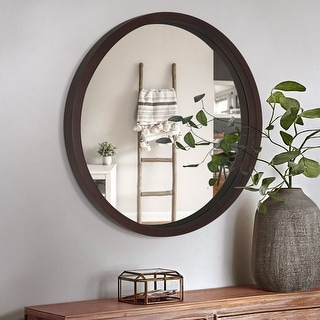 Wooden Frame Round Wall Mirror Rustic Mirror Farmhouse Wall Mirror ...