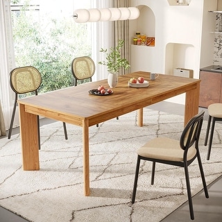 62 Inches Modern Dining Table Wood Kitchen Table for Dining Room - Bed ...
