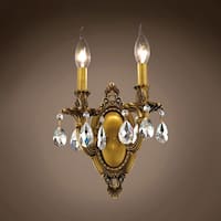 Versailles 2 Light 9" Tuscan Gold Wall Sconce Clear Swarovski Tear Drop ...