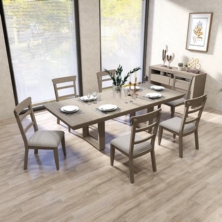 Rectangular Wood Extendable Dining Table Set Stretchable Farmhouse ...