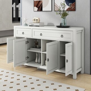 4-Doors Buffet Storage Cabinet Sideboard, Adjustable Shelves Console ...