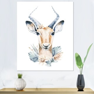 Designart "Cute Antelope Portrait" Children's Art Canvas Wall Decor ...