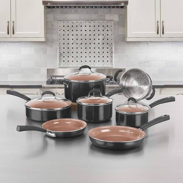 Cuisinart 11pc Ceramica XT Non-Stick Cookware Set with Cookware Rack ...