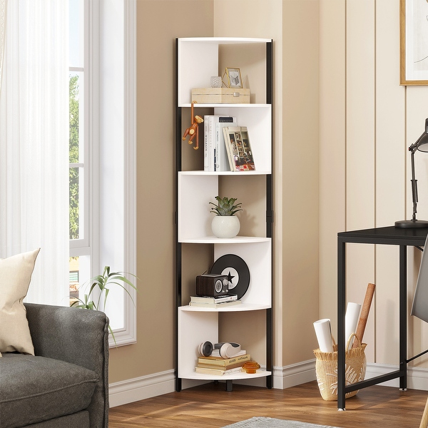 Herrell 5 Tier Corner Bookshelf 68 Tall Modern Free Standing Zigzag Corner Bookcase On Sale Bed Bath Beyond 37366788