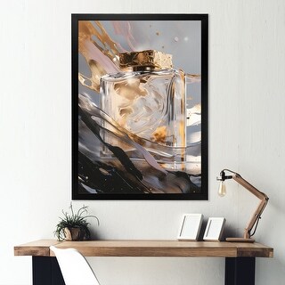 Designart "The Essence Of Perfume V" Fashion Perfume Framed Canvas Art ...