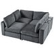 Modular Sofa with Charging Ports & Bluetooth Speaker, 4 Seat Straight ...