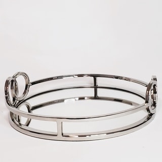 Luxury Silver Stainless Steel Round vanity tray with mirror 11" - Bed ...