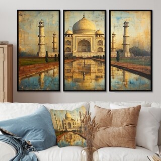 Designart - Vintage Taj Mahal Place - Taj Mahal Wall Art Set - Large ...