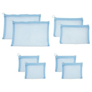 Light Blue Mesh Makeup Bags, Zipper Pouches for Cosmetics (8-Piece Set ...