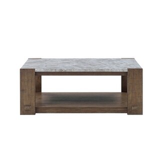 Libby - Sintered Stone Coffee Table With Casters - Brown - Bed Bath ...