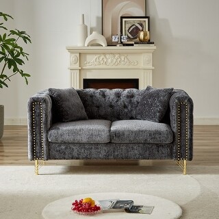 Buttons Tufted Pull Buckle Design Sofa with Copper Nail Decoration ...