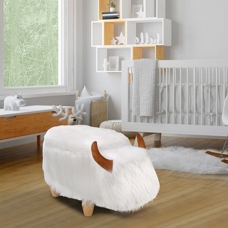 Kids Ottoman with Storage, Foot Stand and Wooden Legs,Reindeer-1 Pcs ...