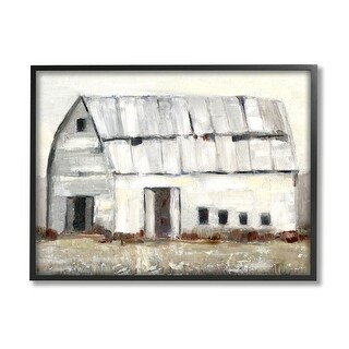Stupell Rustic White Barn Among Countryside Nature Grasses Framed Wall ...