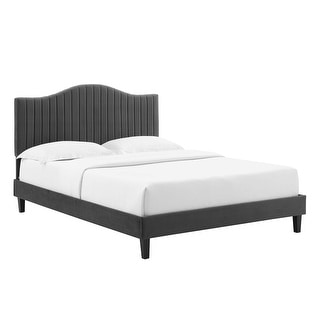 Juniper Channel Tufted Performance Velvet Queen Platform Bed - Bed Bath & Beyond - 34350924