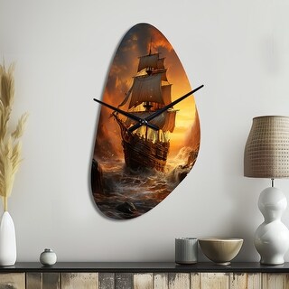 Pirate Boat Plunderers Legacy - Pirate Wall Clock in Asymmetrical Fall ...