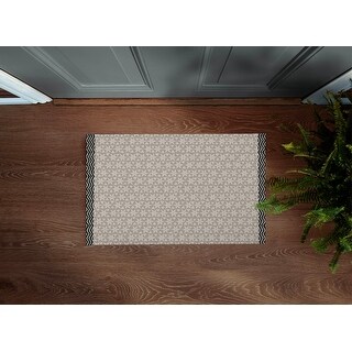 BULA FLOWER TAUPE SQUARE with Rubberized non-slip Backing Indoor ...