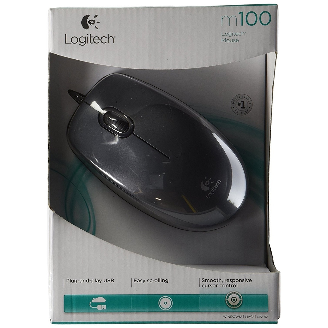 Mice Electronics Logitech M100 USB Optical Wired Mouse Black 910-001601