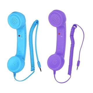 2 Pack 3.5mm Retro Telephone Handset Telephone Receiver Purple, Blue ...
