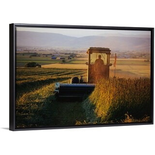 "Farmer Harvesting Hay " Black Float Frame Canvas Art - Bed Bath ...