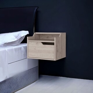 HomeRoots 13" Gray One Drawer Faux Wood Floating Nightstand - Bed Bath ...
