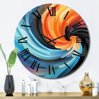 Designart "Opt Art Harmonic Balance II" Abstract Oversized Wall Clock ...