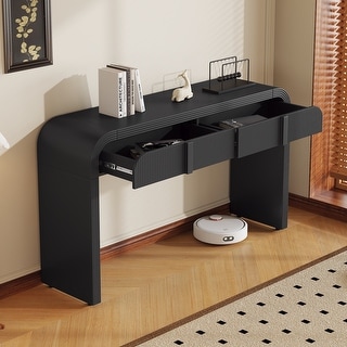 Elegant Rounded Console Table with Grooved Drawers - Bed Bath & Beyond ...