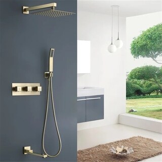 Wall Mount Tub and Shower Faucet With Hand Shower Gold Shower System ...