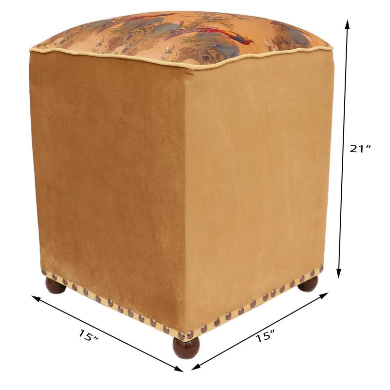 Chinese Nature-sceen Blaine Italian Velvet Upholstered Ottoman ...