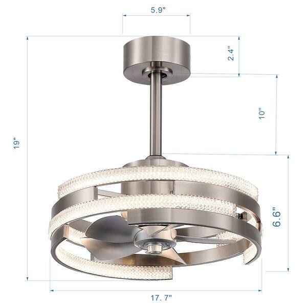 18" Caged Ceiling Fan with LED Light Remote, Bladeless Chandelier - 18 ...