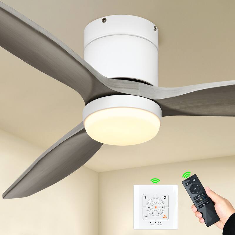 Moasis 52" Low Profile Ceiling Fan with LED Light and Remote Wall ...