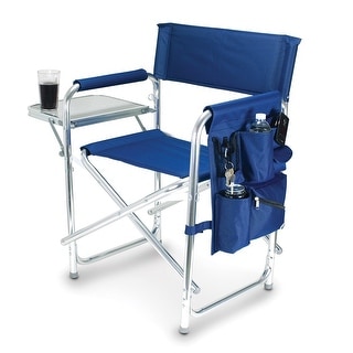 Curata Lightweight Aluminum Frame Blue Sports Chair with Side Table ...