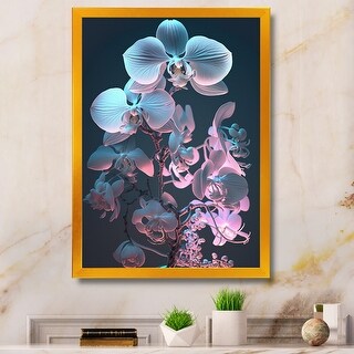 Designart "Blooming Orchid In Fluorescent Purple And Blue IV" Floral ...