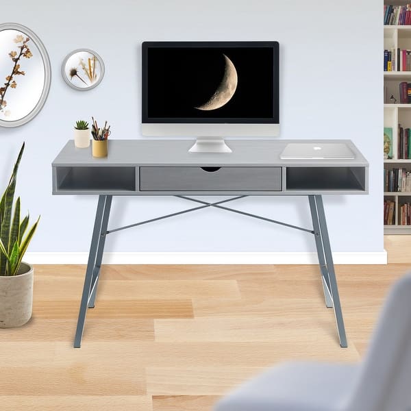 Wood Metal Desk with Drawers, Computer Desk, 47 In. Silver - Bed Bath ...