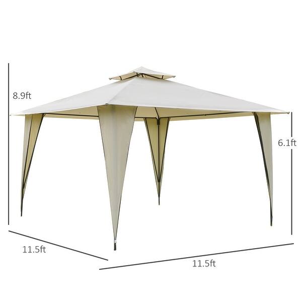 Outsunny 12' x 12' Outdoor Canopy Tent Party Gazebo with Double-Tier ...
