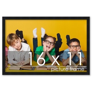16x11 Contemporary Black Wood Picture Frame - UV Acrylic, Foam Board ...