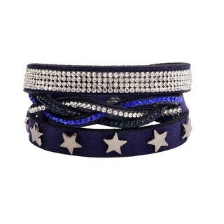 Faux Leather Blue Crystal Star Multi-strand Bracelet - Bed Bath ...