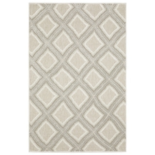 Style Haven Thassos Textured Diamonds Grey/ Beige Mixed Pile Area Rug ...