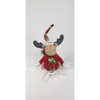 9" Brown And Red Christmas Moose Fabric Sculpture - Bed Bath & Beyond ...