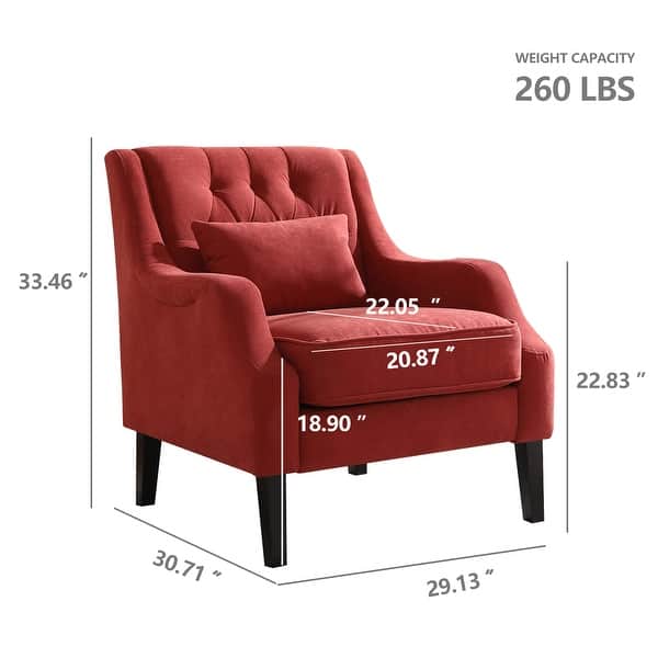 Linen High Back Single Sofa with Throw Pillows for Livingroom Modern ...