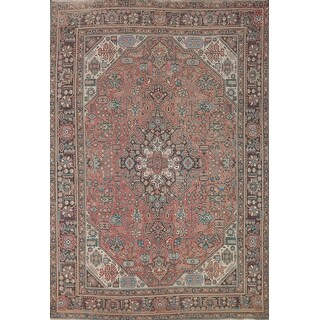 Pink Tabriz Persian Area Rug Hand-Knotted Wool Carpet - 6'8" x 9'9 ...
