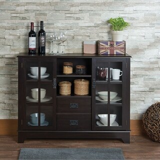 Espresso 42" Storage Console Table with Drawers and Compartments - Bed ...