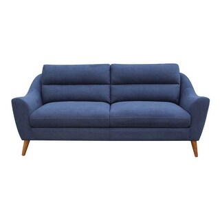 Eric 83 Inch Sofa, Channel Tufted Back and Sloped Arms, Blue and Brown ...