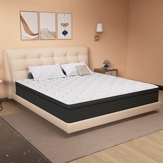 12 inch Medium Euro Top Memory Foam Hybrid Twin Mattress in a Box - Bed ...