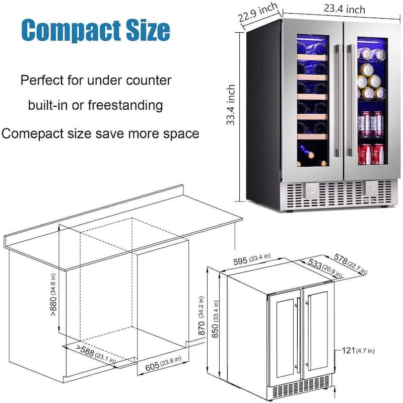 Wine Cooler Beverage Refrigerator Beer Mini Fridge - Overstock - 35150224