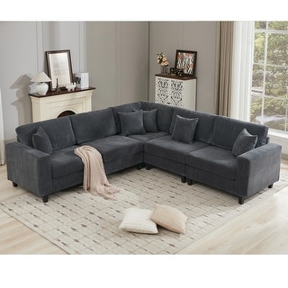 Modern Corduroy Modular Sofa with High Density Sponge and Innerspring ...