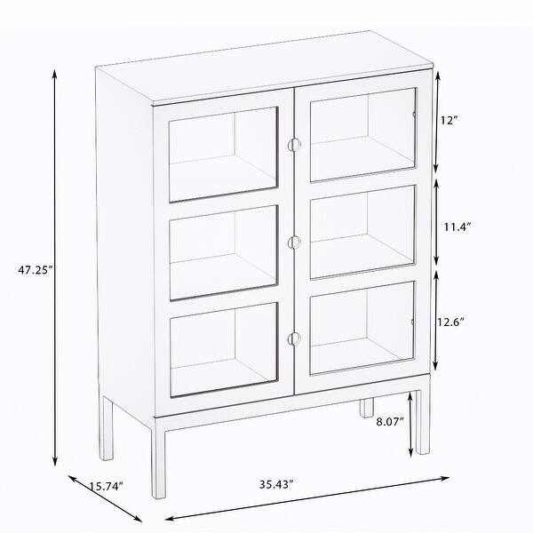 Two-door Three-tier Display Cabinet, Bookcase with Large Storage Space ...